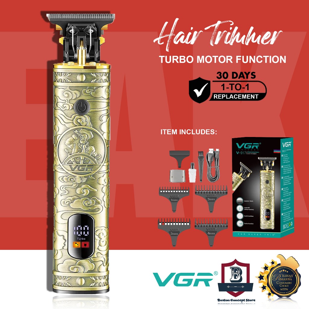 VGR Professional Hair Trimmer Zero cutting Ceramic Blades Turbo ...
