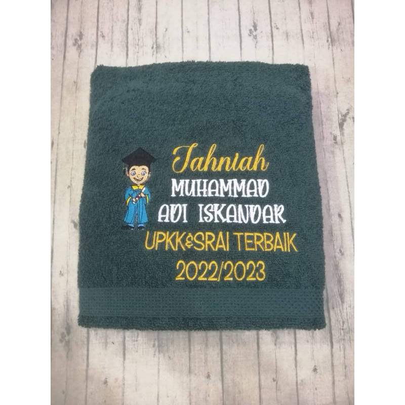 Tuala sulam bajet saiz dewasa standard,customade nama wording harga ...
