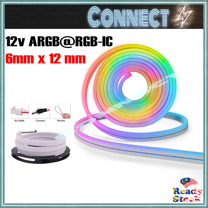 RGBIC Neon Led Strip Light 5v 12v 24v 6mm x 12mm ARGB Neon Light RGBIC ...