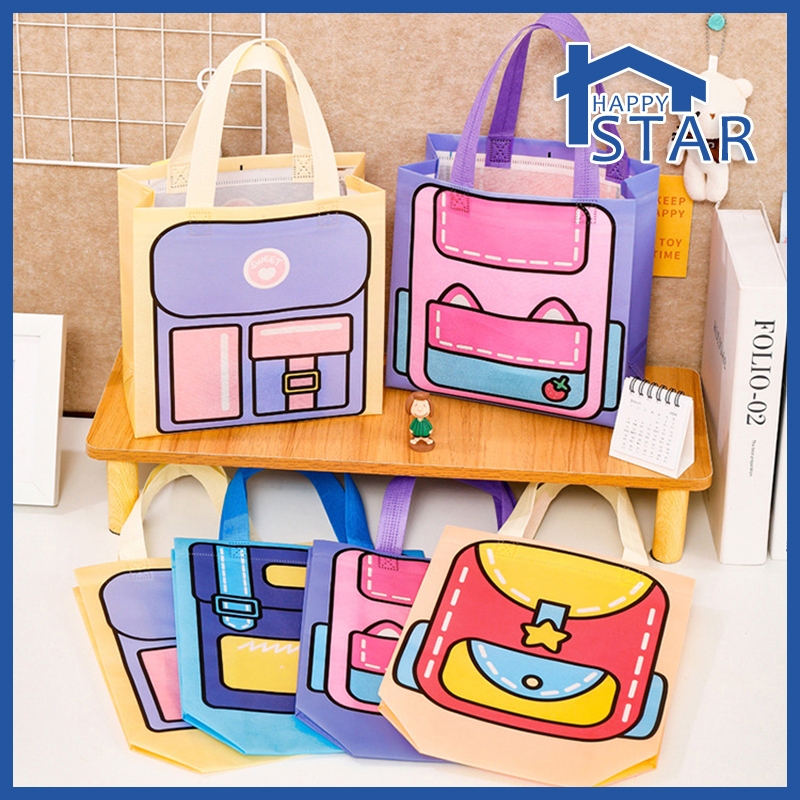 Colorful Gift Bag Student Nonwovens Storage Bag Birthday Gift Tote Bag ...
