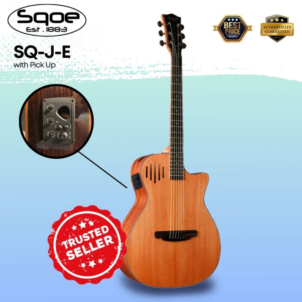 SQOE SQ-J-E 40 inch Grand Auditorium Acoustic Guitar with Sqoe KLT-18A ...