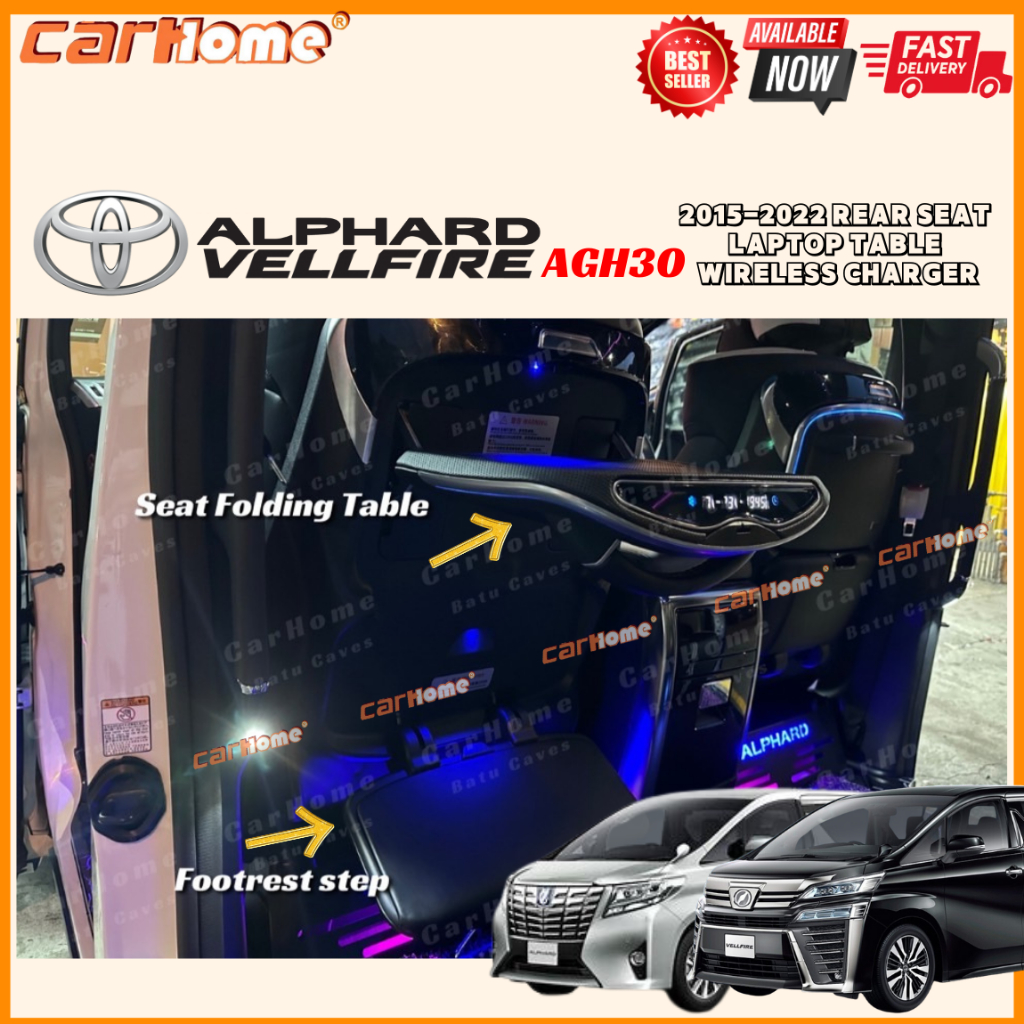 Toyota Alphard Vellfire AGH30 2015-2023 Luxury Business Wireless Charger Table Rear Seat Table ...