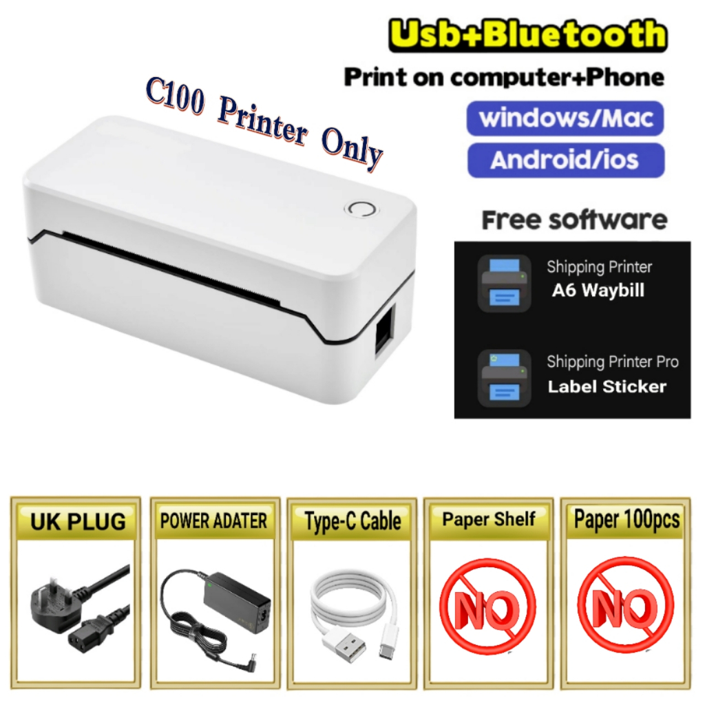 C100/D520 Waybill Printer * Thermal Printer A6 * USB+Bluetooth Android ...
