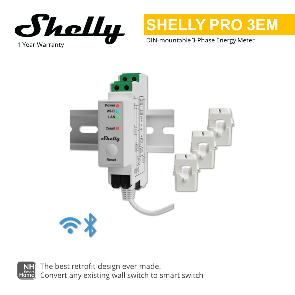 Shelly Pro 3EM-120A (DIN-mountable 3-Phase Energy Meter) | Shopee Malaysia