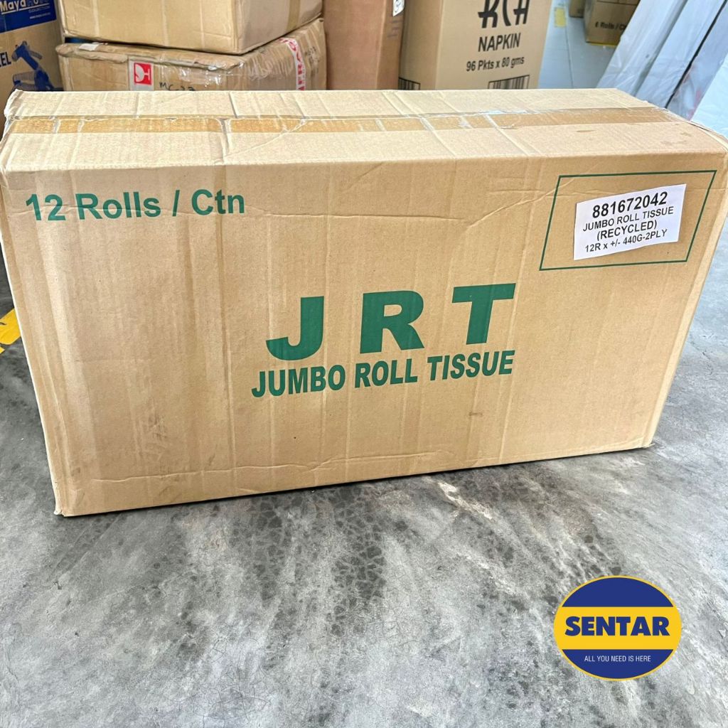 JRT Jumbo Roll Tissue Paper Recycle Thick Toilet Roll 2Ply Tissue Jumbo ...