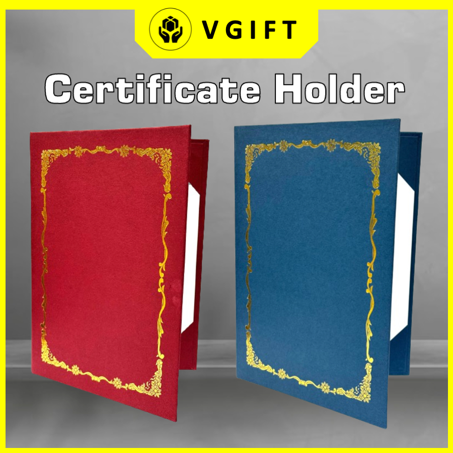 [KL SELLER] A4 Certificate Holder Hard Cover with Gold Border Card ...