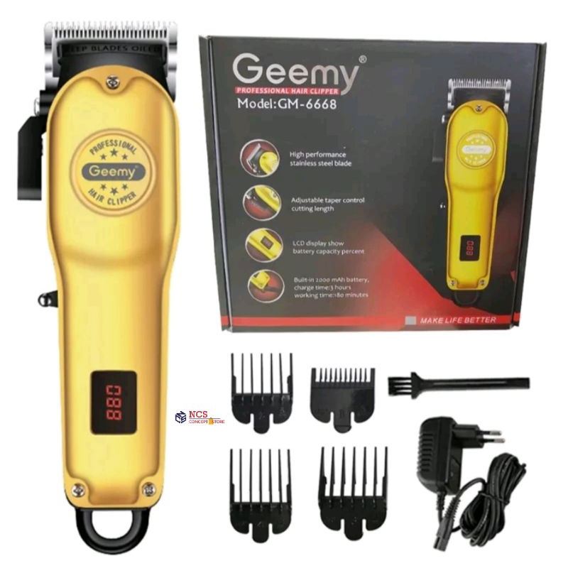 Geemy Gm-6668 Cordless Rechargeable Hair Clippers Cutter Trimmer Hair Style Mesin Gunting Rambut ...