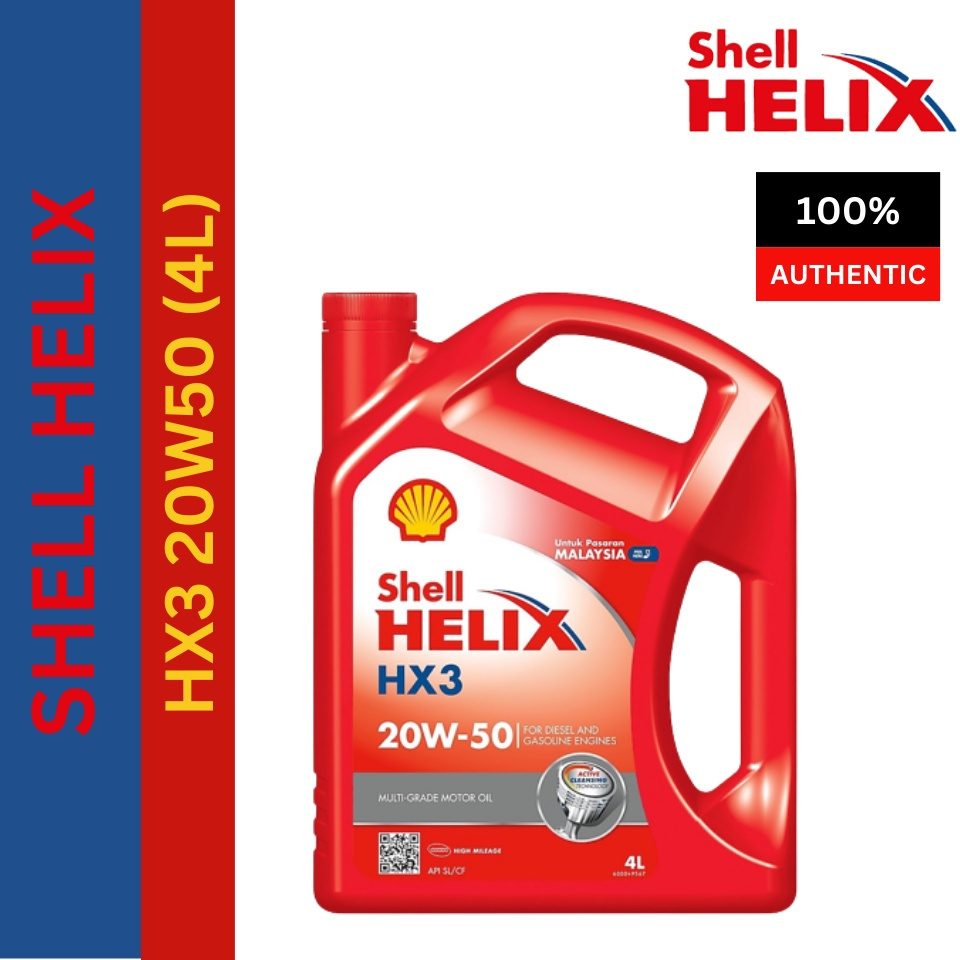 Shell Helix HX3 Engine Oil 20W50 4Liter For Proton Perodua Honda Toyota ...