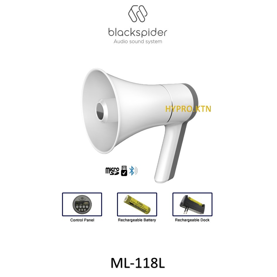Black Spider ML-118L Rechargeable Power Megaphone Loud Hailer with ...