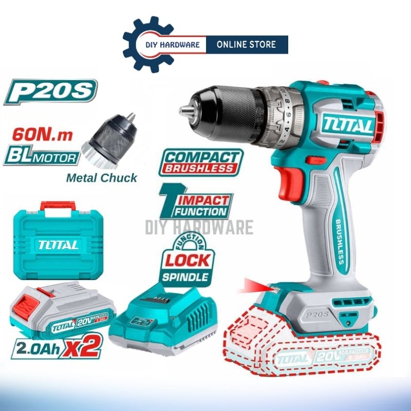 TOTAL 20V Lithium-Ion Impact Drill 66Nm TIDLI20602 / TIDLI20668 | Shopee Malaysia