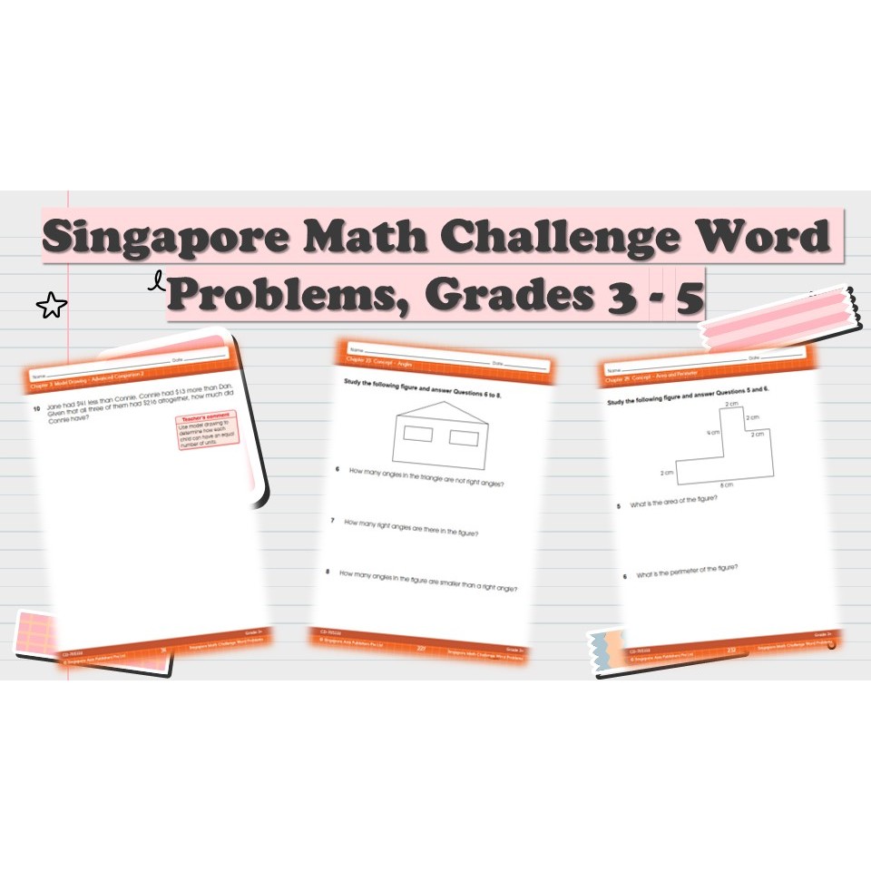 [P359] 353 pages Singapore Math Challenge Word Problems, Grades 3-5 ...