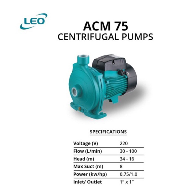 LEO CTFG CENTRIFUGAL WATER PUMP PAM AIR - ACM75 (1HP)100% ORIGINAL | Shopee Malaysia