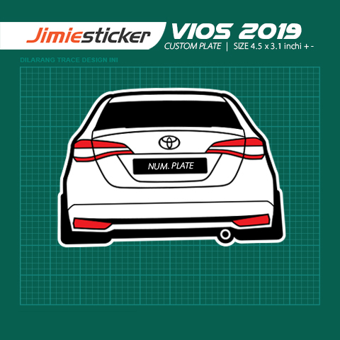 Sticker Kereta Vios 2019, Sticker Belakang Toyota Vios, Custom Warna ...