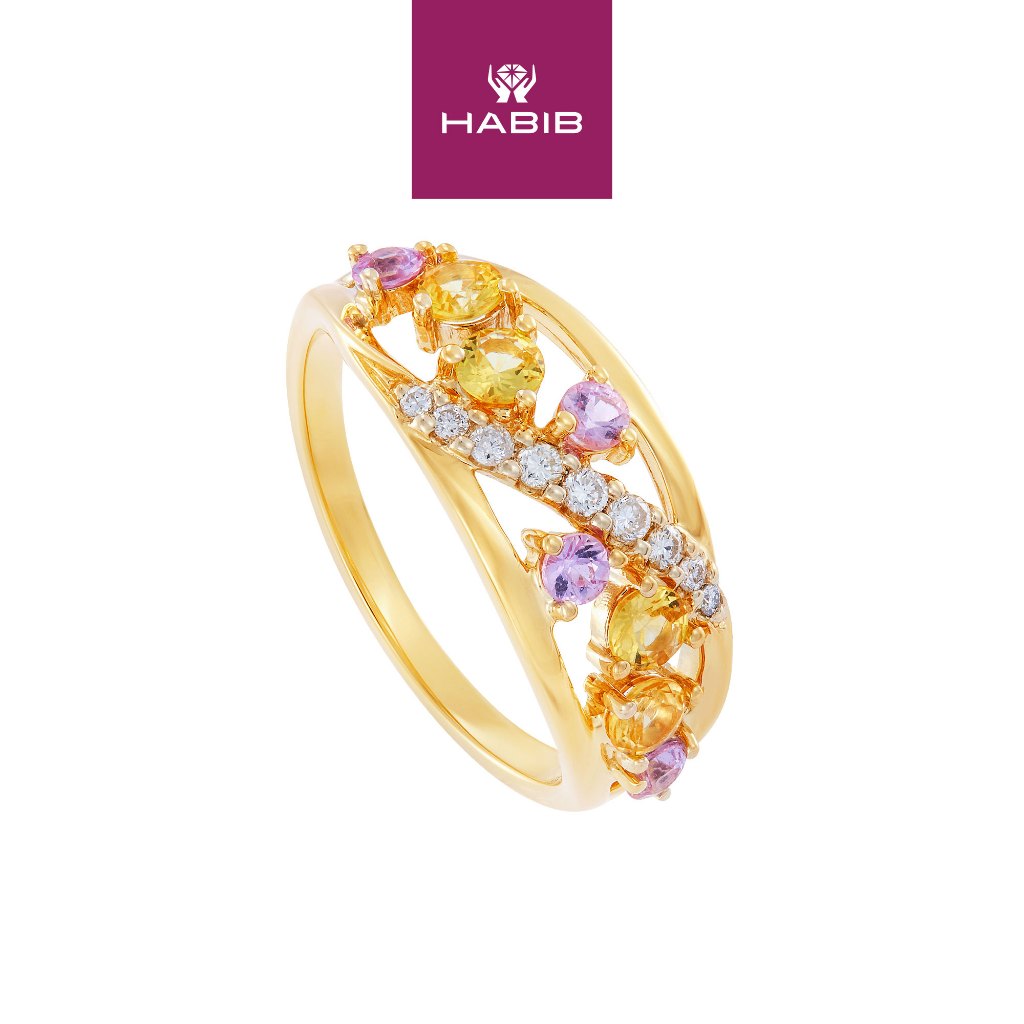 HABIB CHIC | Pink Sapphire and Yellow Sapphire Diamond Ring in 375/9K ...