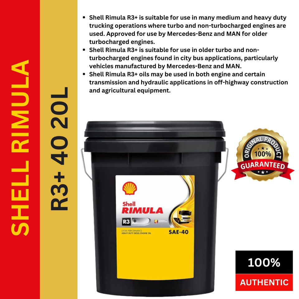 550044348 INDUSTRIAL & GREASE - SHELL RIMULA R3+ 40 (20L) | Shopee Malaysia