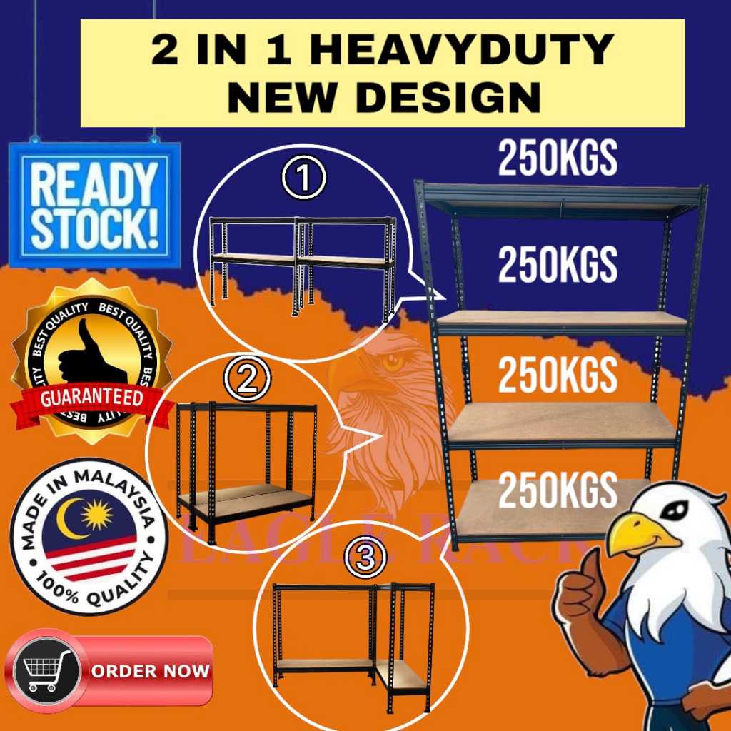 🌈👍200KG PERLEVEL💕2 IN 1 HEAVY DUTY BOLTLESS RACK🌈 @ BLACK/BEIGE 💖🎉 ...