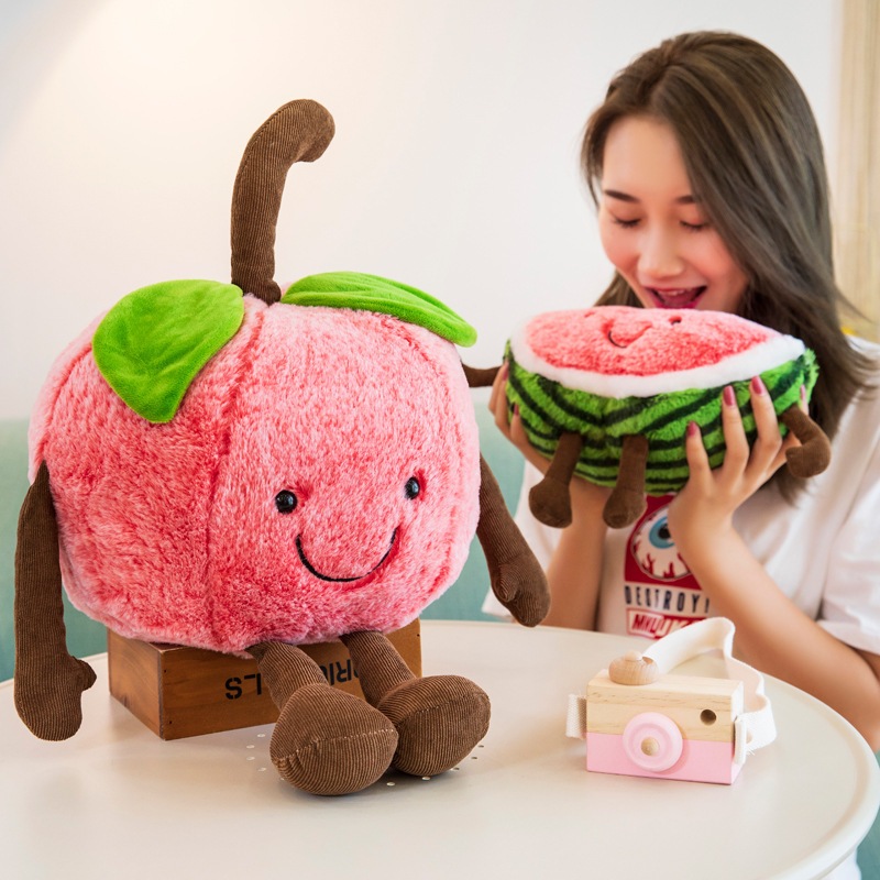 Cute Watermelon Cherry Plush Toy Cartoon Fruit Soft Comfort Plushie ...