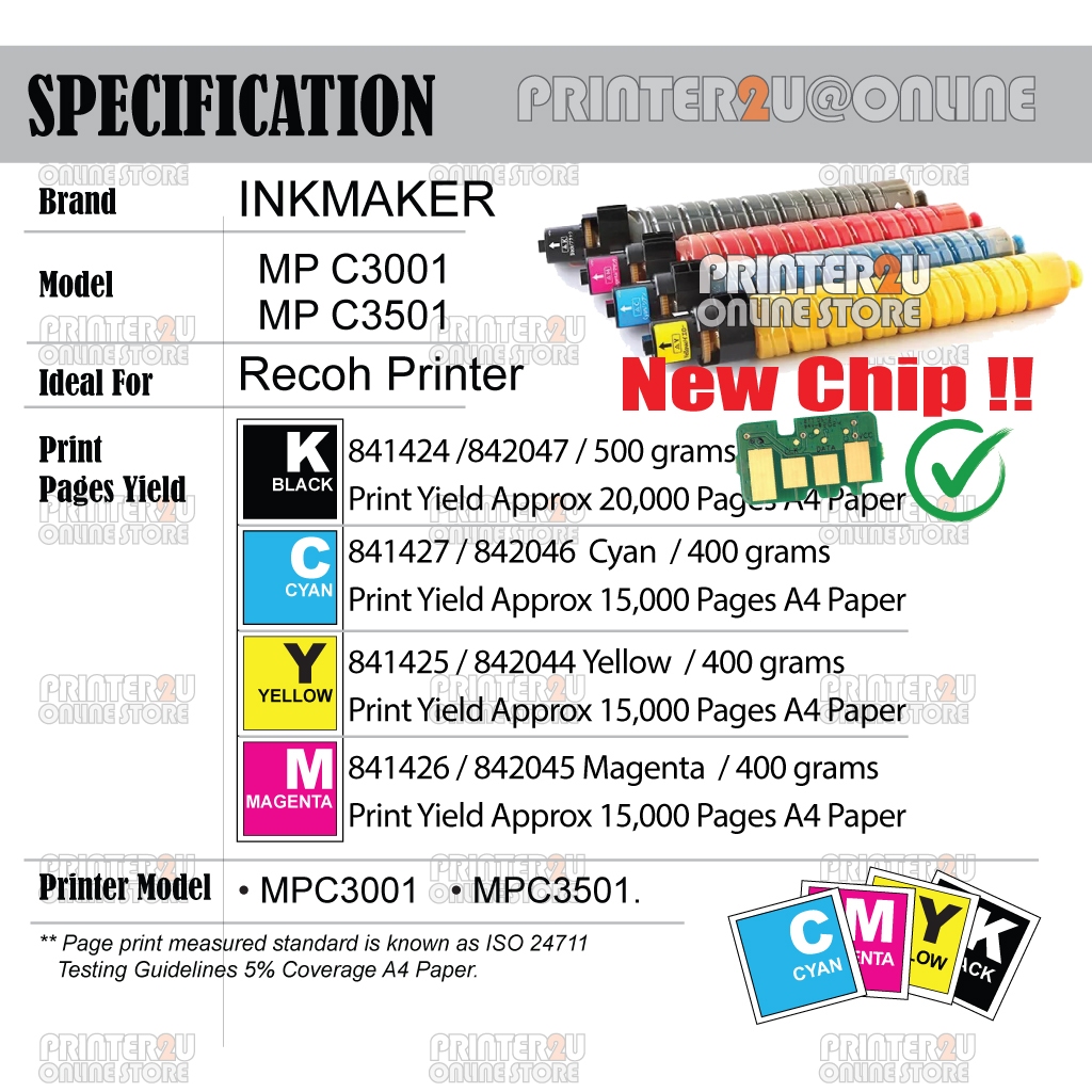 Recycle Grade A Compatible to Aficio MPC3001 MPC3501 recycle | Shopee ...