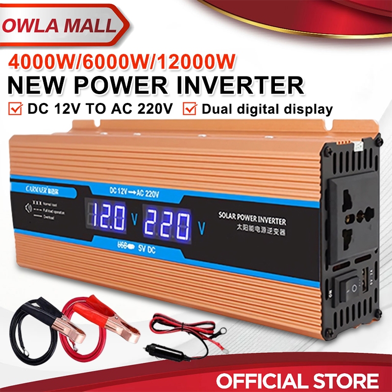 Car inverter LCD Display 12000W USB Sine Wave Converter DC 12V To AC ...