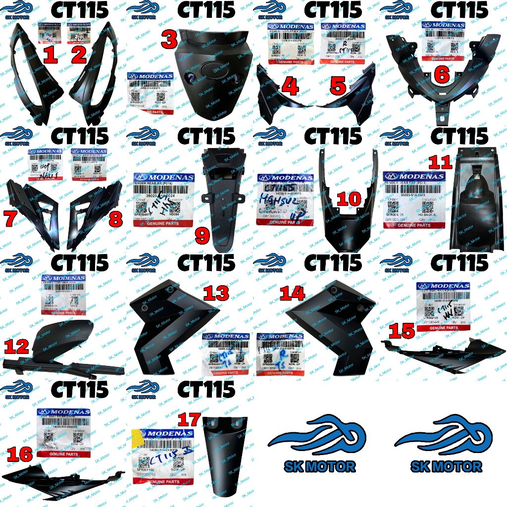 Modenas CT115 CT 115 S Original Inner Cover Kaver Hitam Signal Front ...