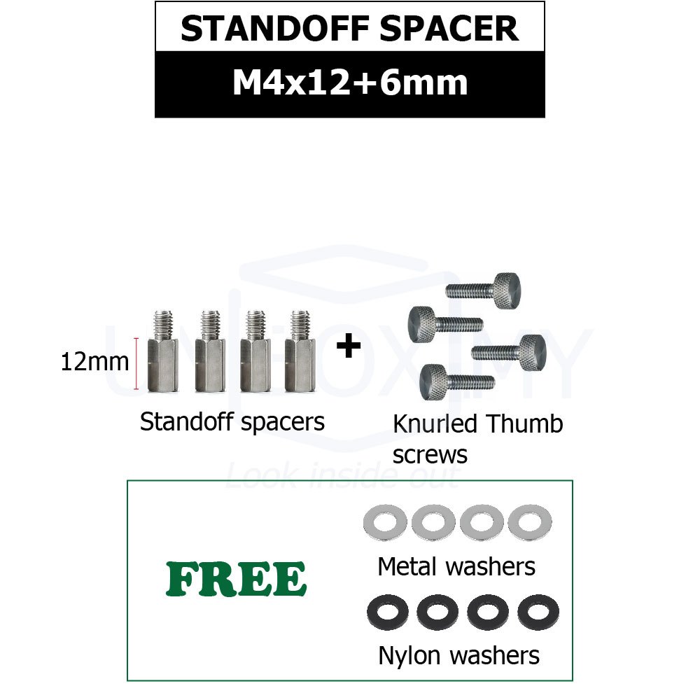 Stainless Steel PCB Hex Standoff Spacer M4 Thumb or Philip Screw for ...