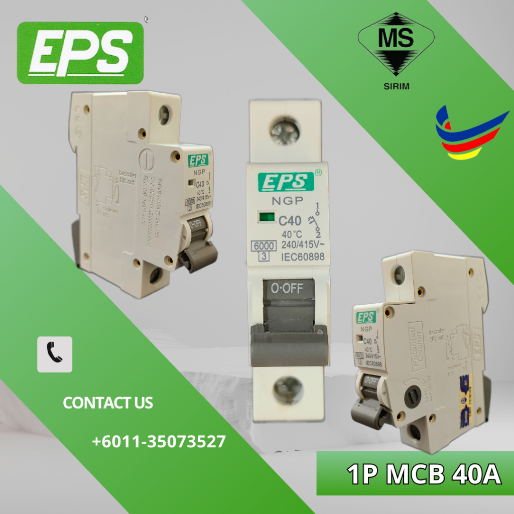 [READY STOCK] EPS 1 POLE MCB 10A/ 16A/ 20A/ 32A/ 40A/ 63A MINIATURE ...