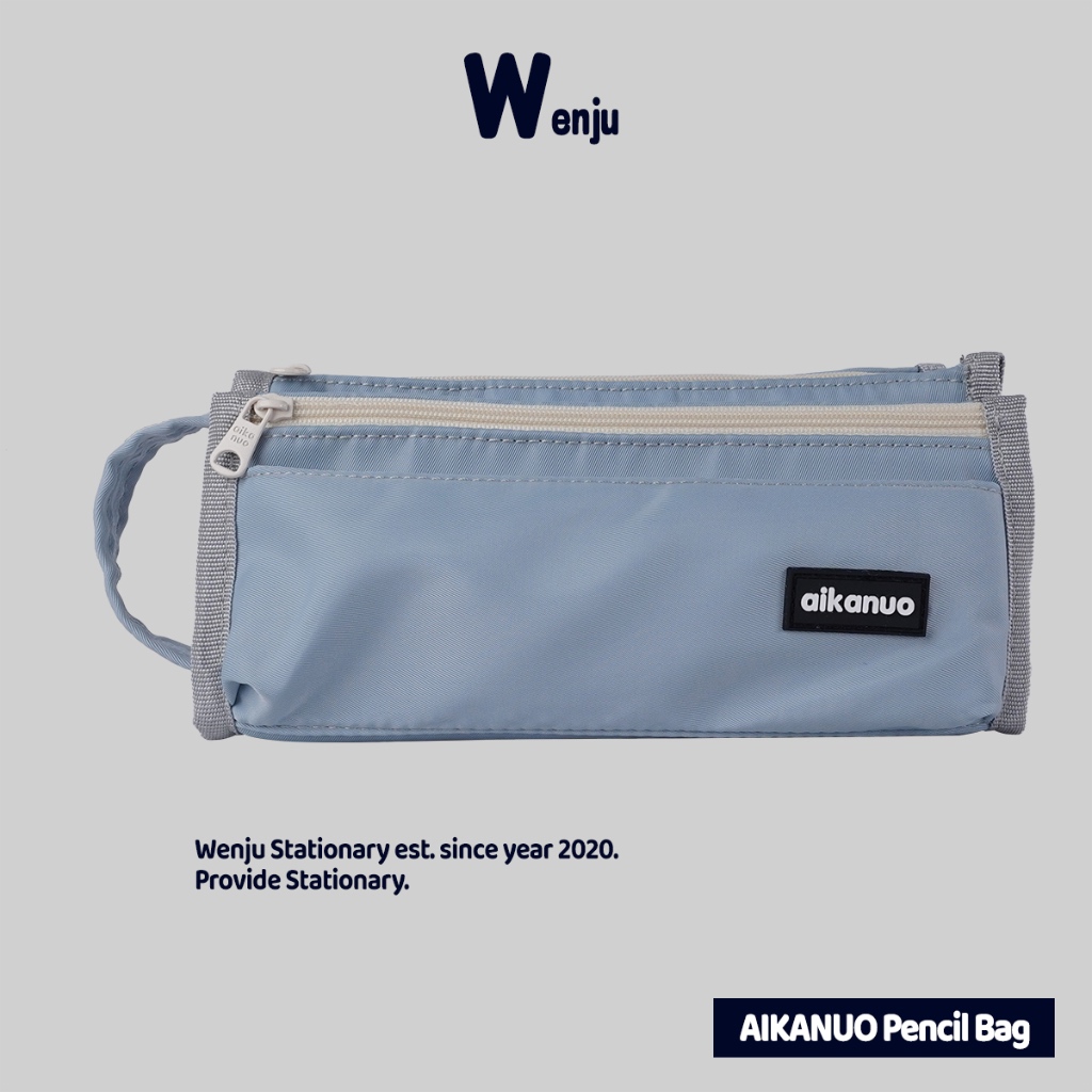 WENJU | AIKANUO Pencil Bag Campus Style (Sky Blue) | Shopee Malaysia