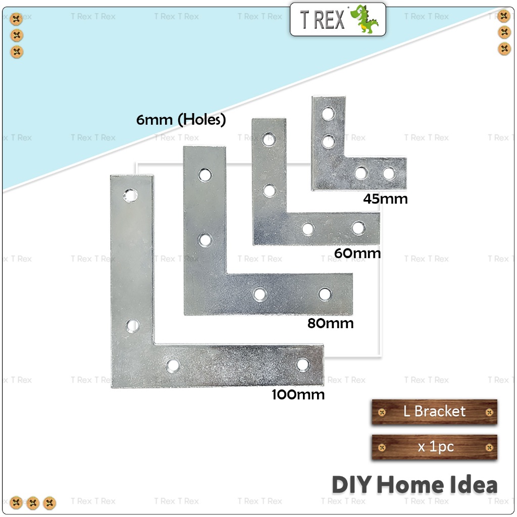 T Rex DIY Flat Steel Metal Angle L Bracket / Photo Frame Bracket Corner ...