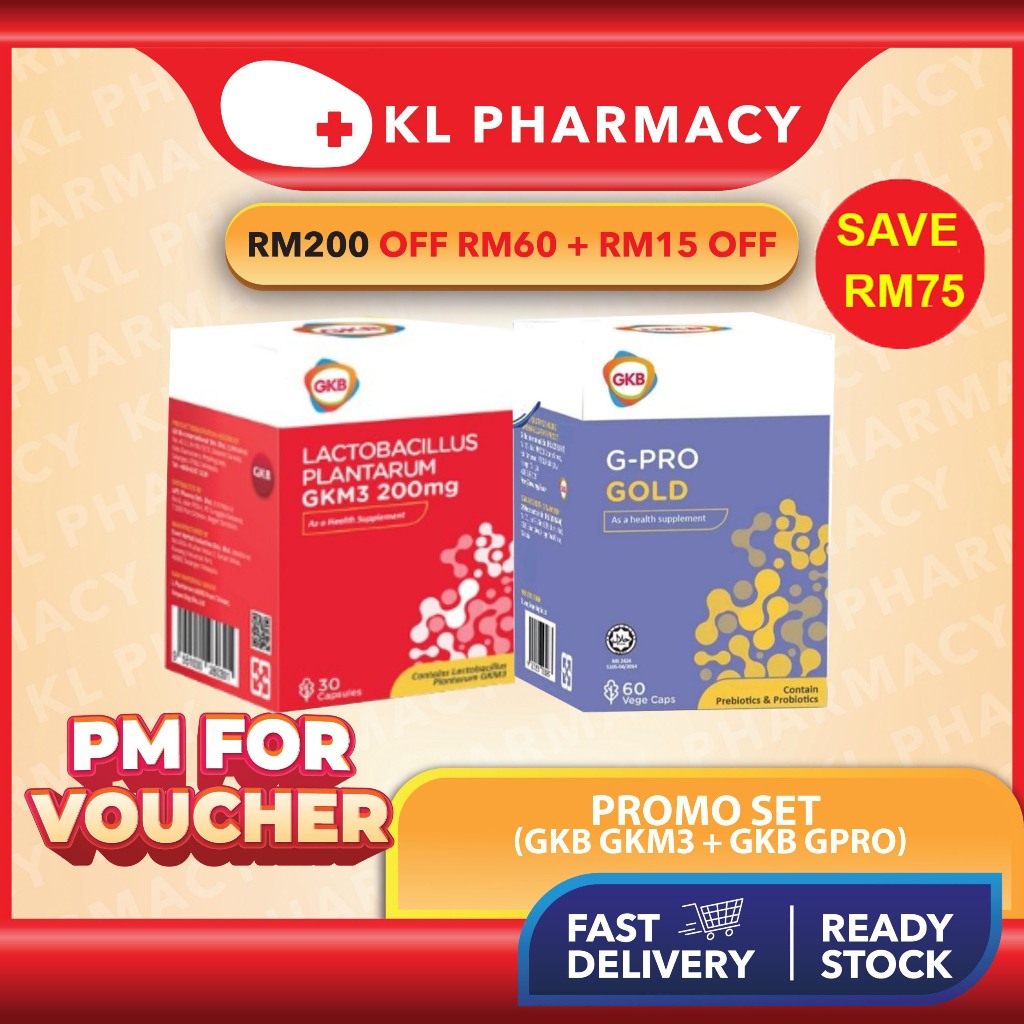 [Promo Set] GKB Lactobacillus Plantarum GKM3 200mg 30's + GKB G-Pro ...