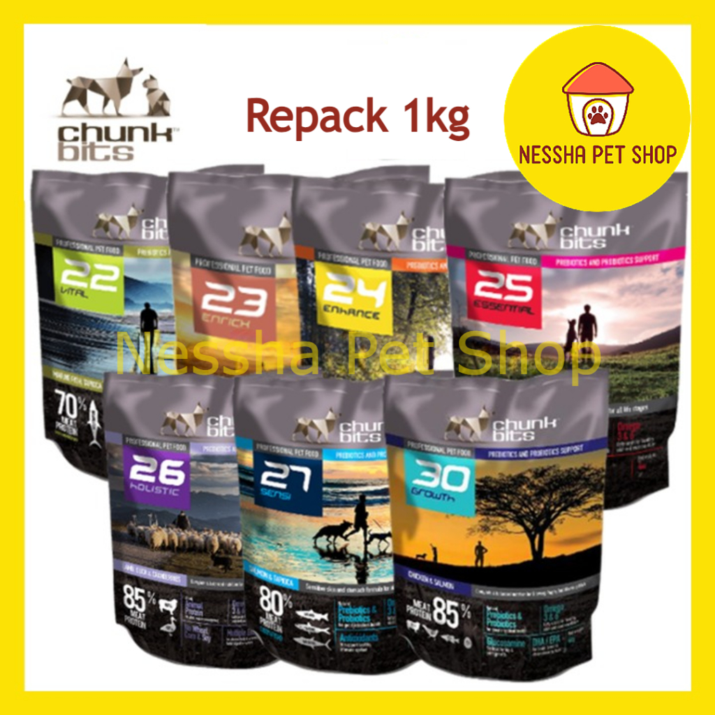 Chunk Bits Chunkbits Dog Food 1kg (Repack) - Sensi 27 Essential 25 ...