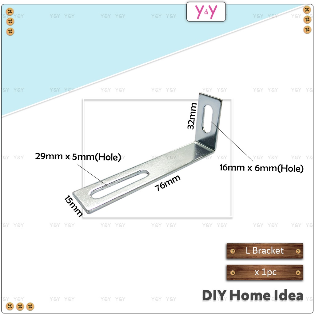Y&Y Eco 76mmx31mmx15mm L Shape Metal L Bracket (Zinc) Corner Joint ...
