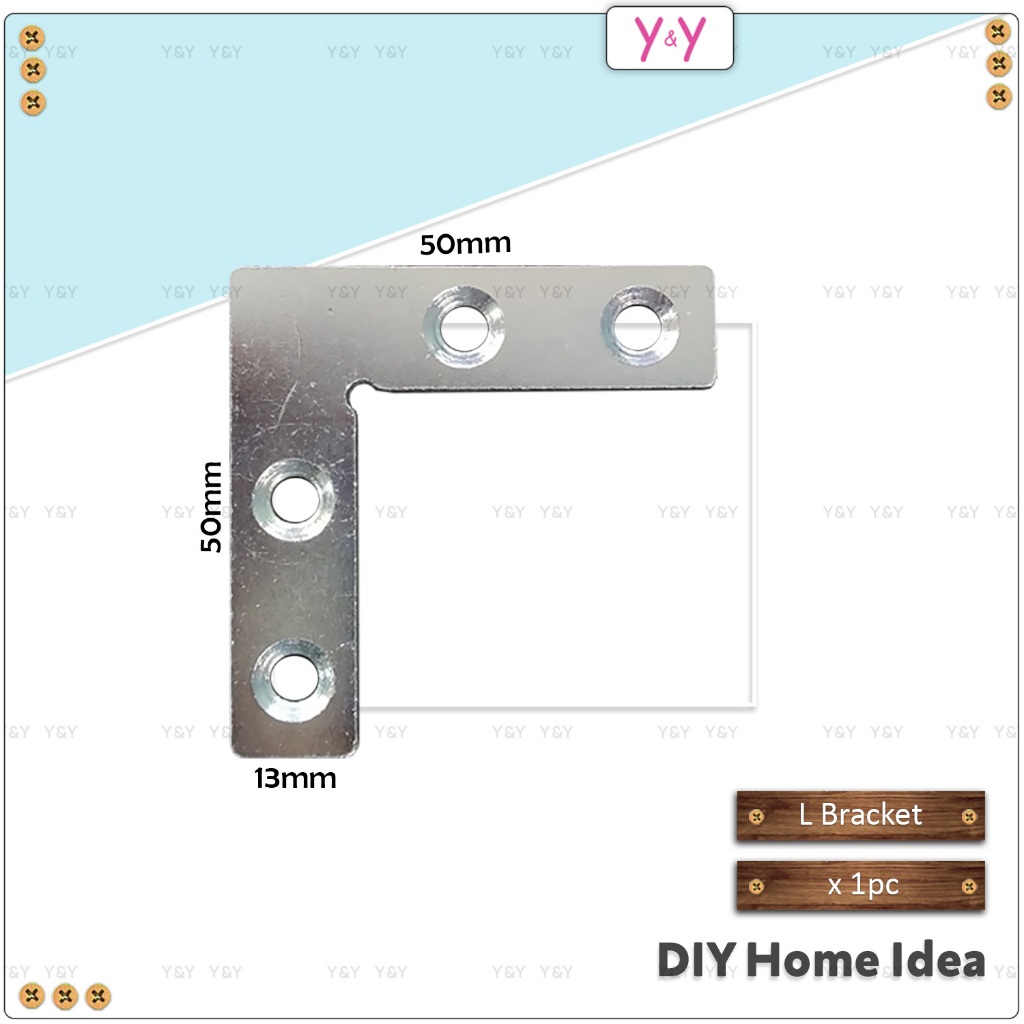 Y&Y Eco Extra Thick Flat Steel Metal Angle L Bracket / Corner Connector ...