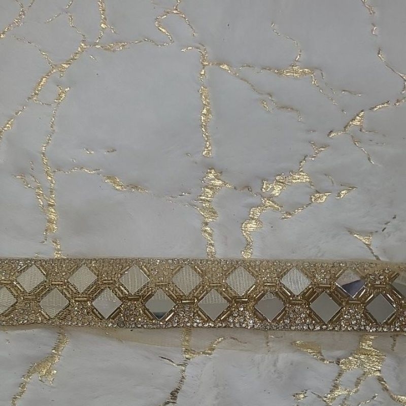 MIRROR WORK BORDER IN GOLD FINISH AVAILABLE | Shopee Malaysia