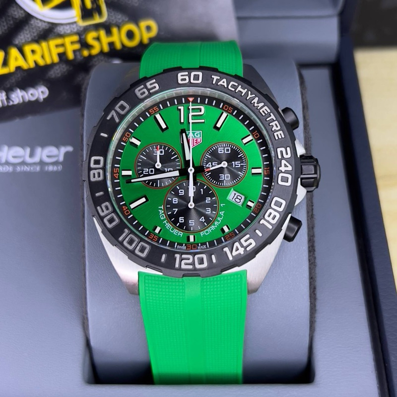 Tag Heuer Formula 1 Green Dial Quartz Chronograph Rubber Strap 43MM ...