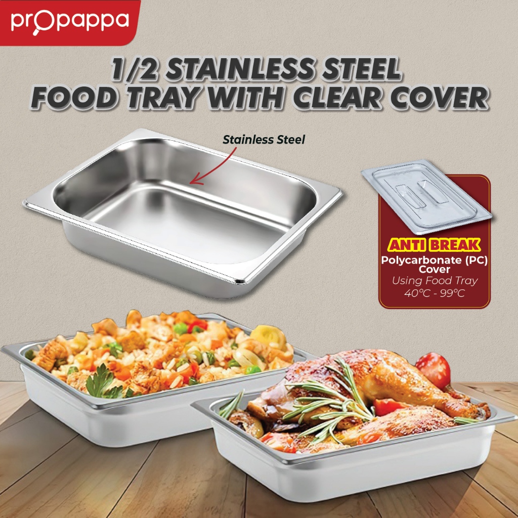 Propappa - Half Size Buffet Tray Food Tray Stainless Steel Food Pan PC ...