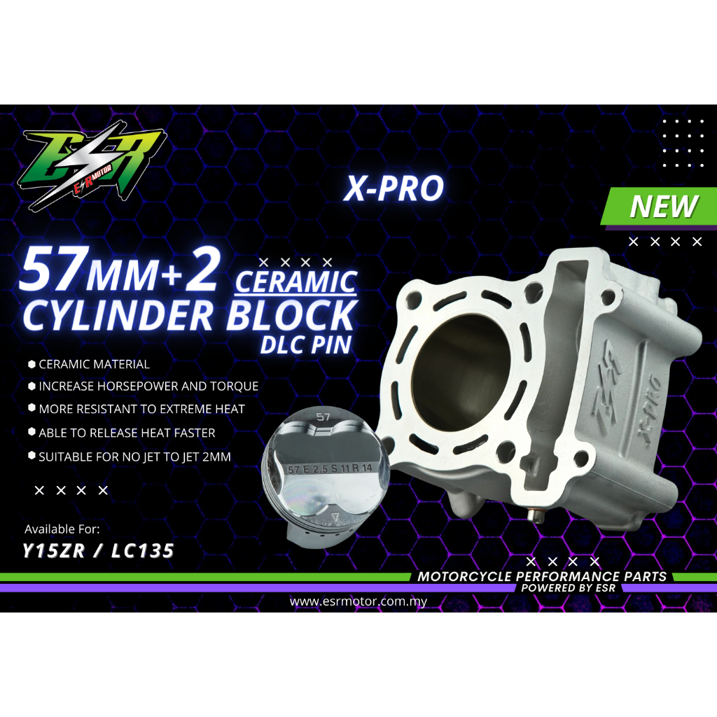 RACING BLOCK ESR MOTOR X-PRO FOR Y15 / LC135 57MM 60MM 65MM 70MM Y16 ...
