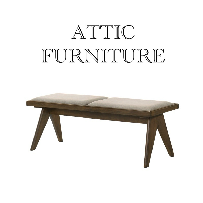 Bench / Wooden Long Bench With Cushion Seat / ATTIC FURNITURE KAYLA ...