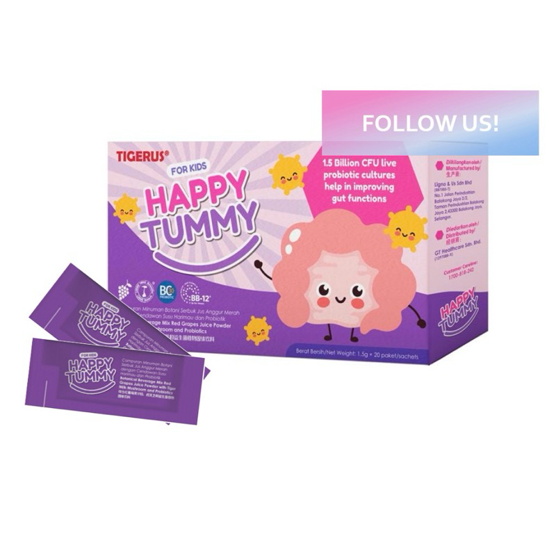 Tigerus Happy Tummy For Kids grape flavour sachets 20's (1.5 billion ...