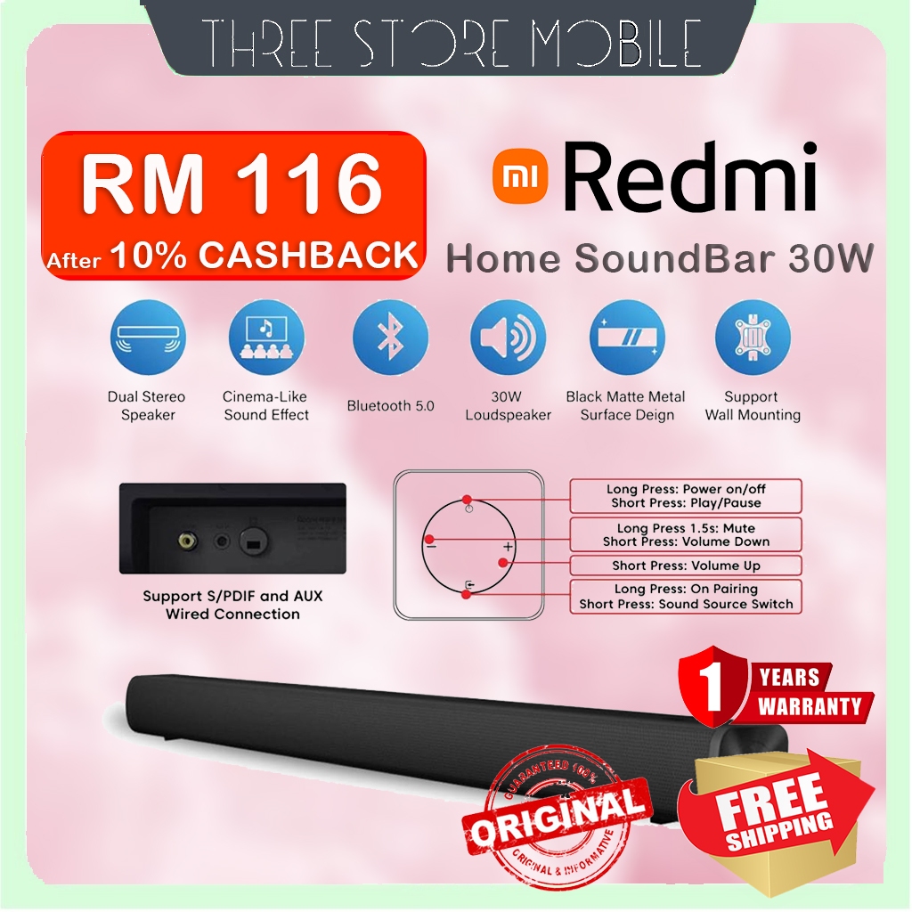 Ready Stock - Xiaomi RedMi 30W Home Theater Soundbar Wireless Bluetooth ...