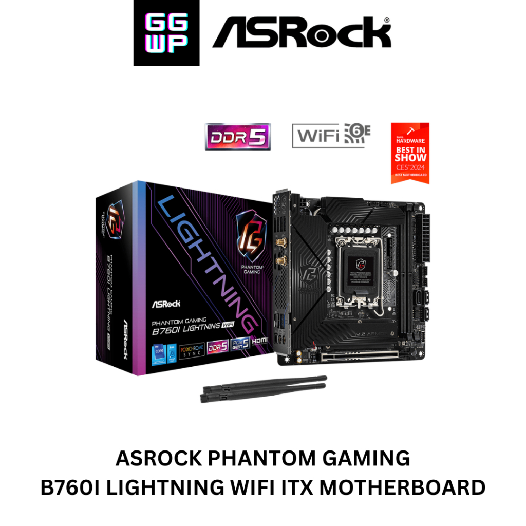 ASROCK Phanton Gaming B760I Lightning WiFi DDR5 ITX Motherboard ...