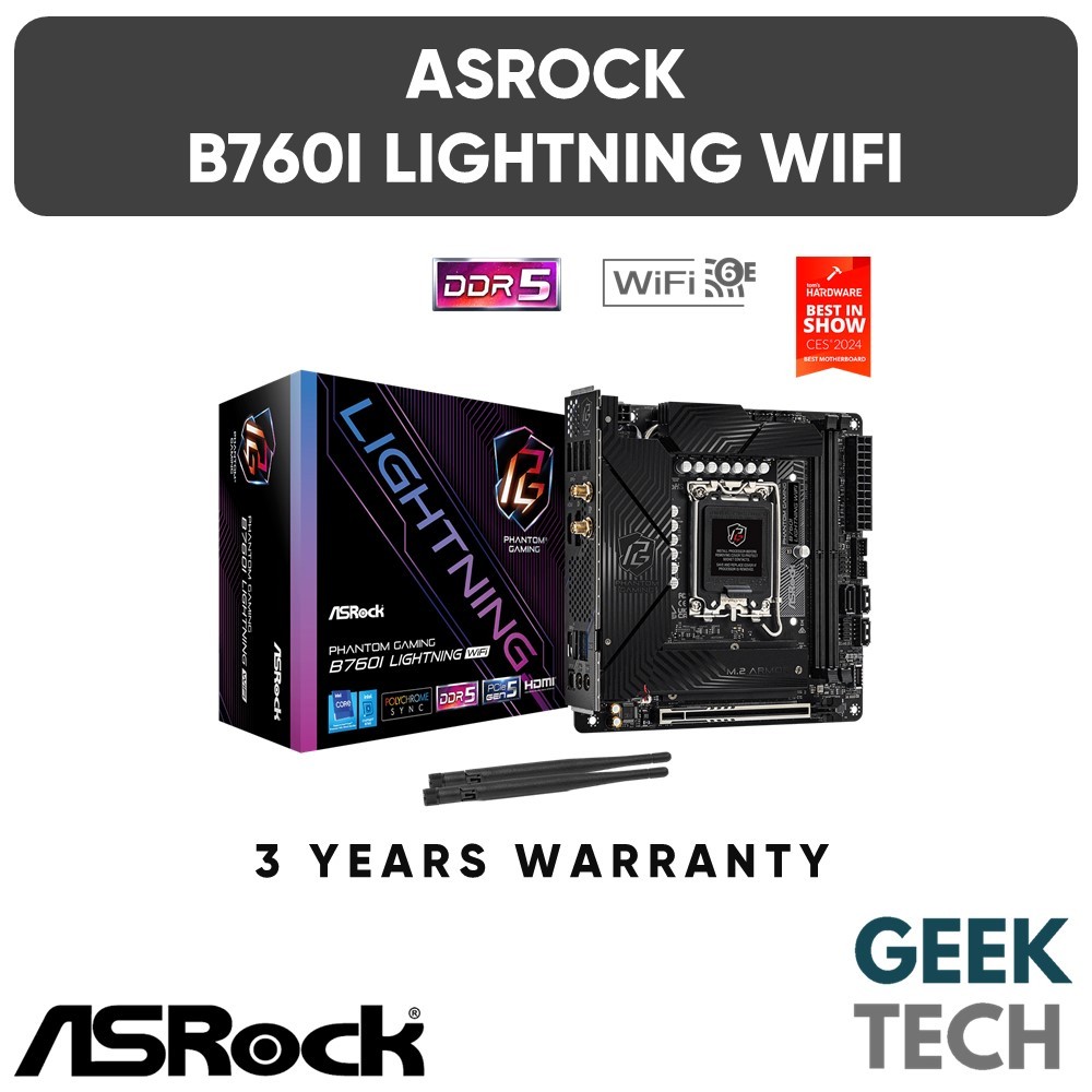 ASROCK Phanton Gaming B760I Lightning WiFi DDR5 ITX Motherboard ...