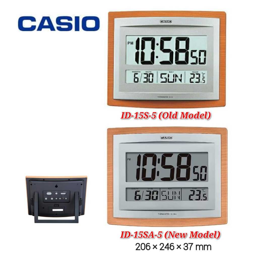CASIO ID-15SA-5 / ID-15S Digital Auto Calendar Thermo Large Wall and ...