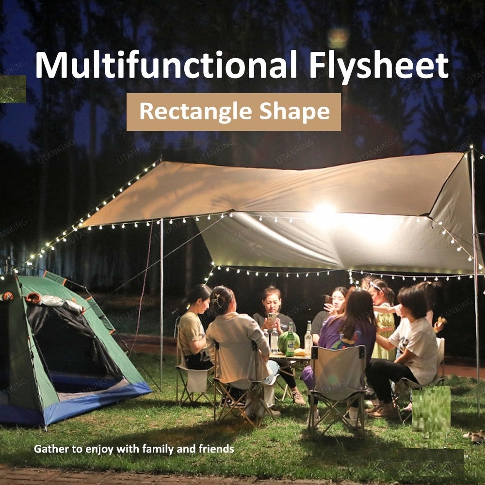 Flysheet Set Camping Sky Curtain with Pole & Rope Camping Sky Curtain ...