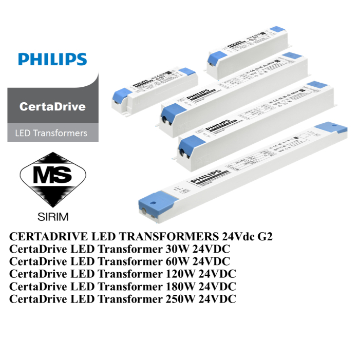 PHILIPS CertaDrive LED Transformers 24Vdc G2, Constant Voltage 24V Led Driver, 24V Led Power ...