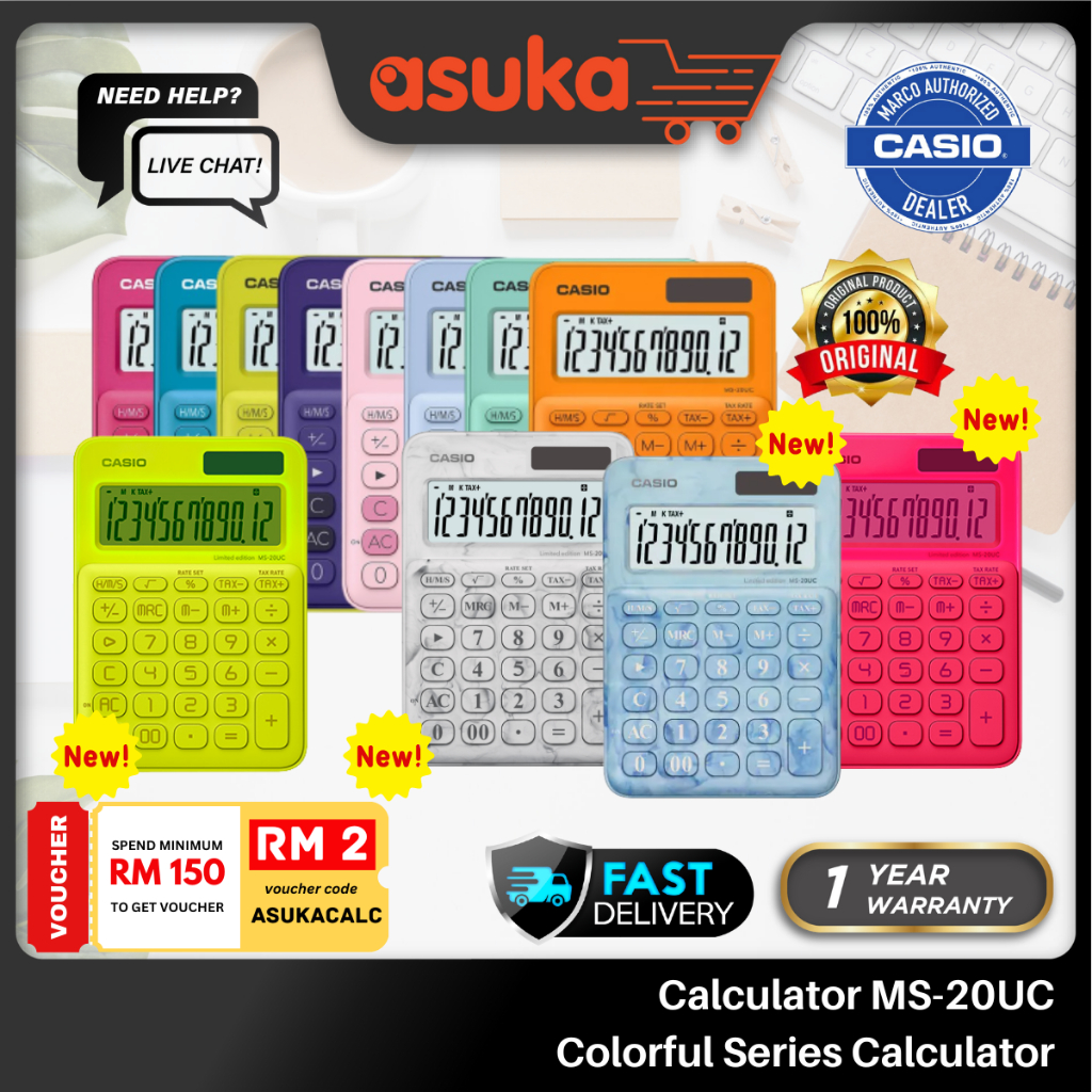 🔥READY STOCK🔥Casio New Colorful Series Calculator MS-20UC Original (1 ...
