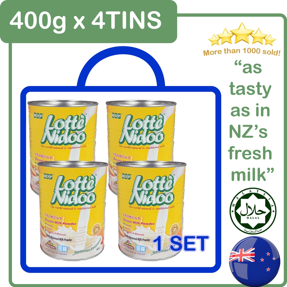 LotteNidoo Susu everyday milk New Zealand Instant Powder Milk (400G X 4 TIN) Susu Penuh Krim ...