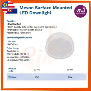 Philips Meson Surface Downlight 17W 7Inch | 24W 9 Inch Round LED ...