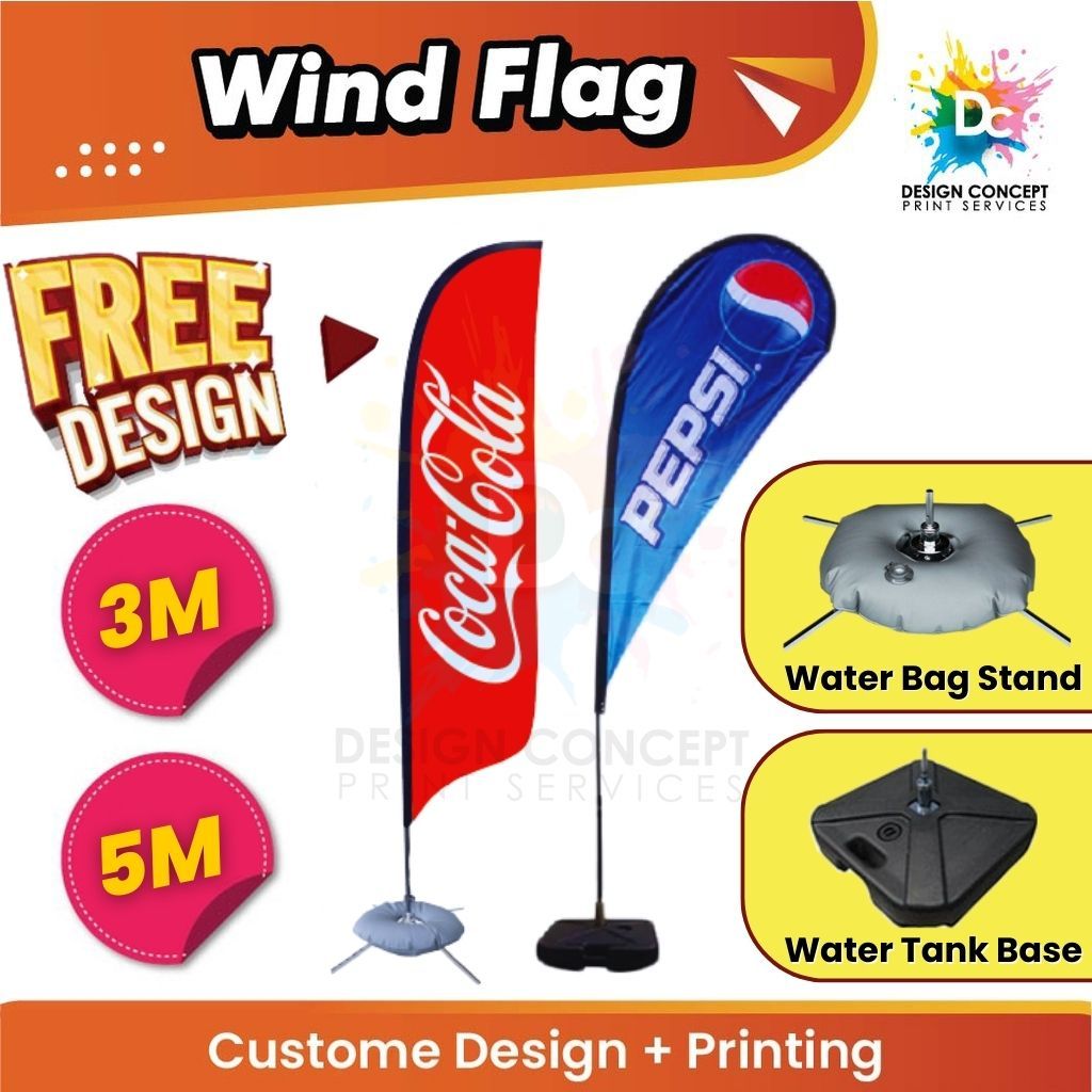 Full Set Beach Wind Flag 3M/5M (Featherflag/Teardrop flag) Printing ...
