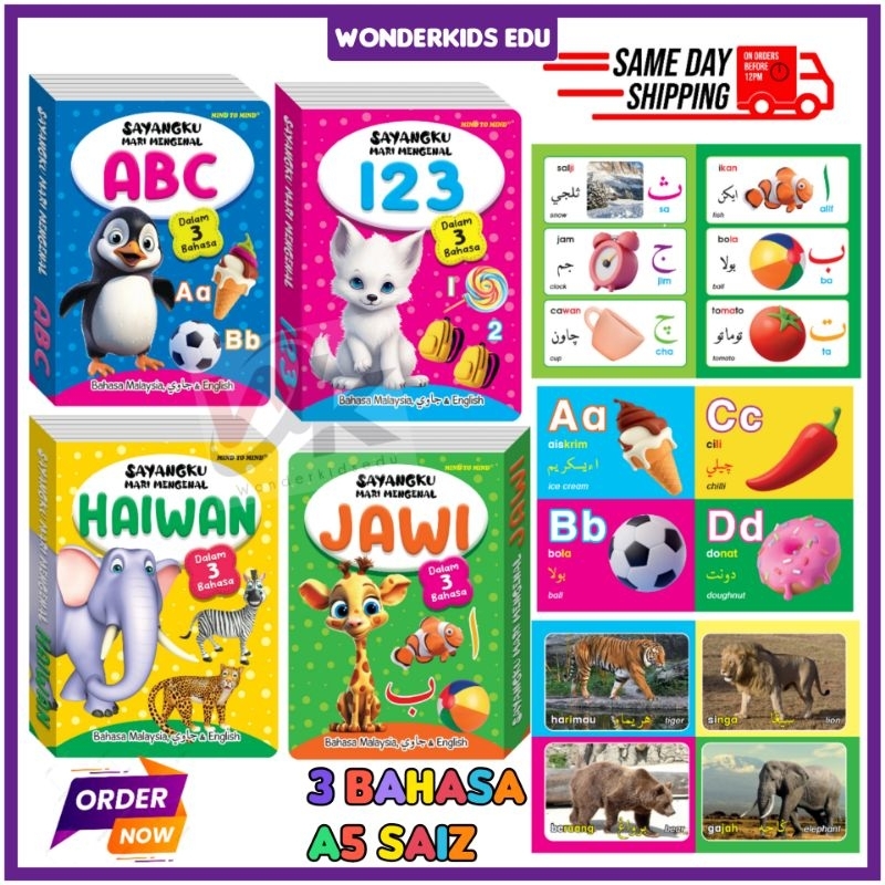 Sayangku Mari Mengenal ABC 123 Haiwan Jawi | Board Book for Baby | Kids ...