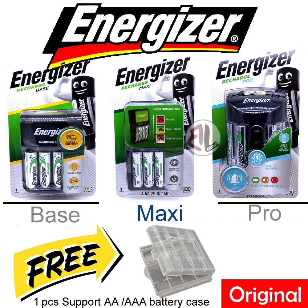 Official Energizer Recharge Base/Maxi/Pro Includes 4x AA Rechargeable ...